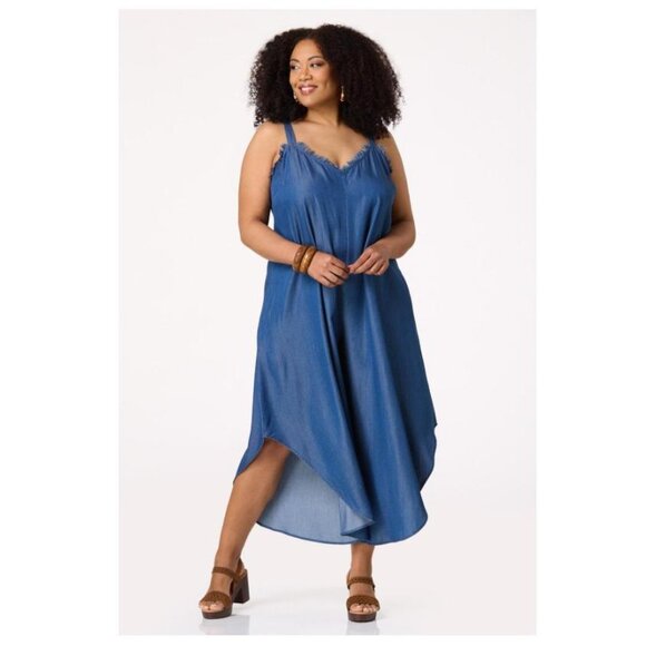 Cato | Pants & Jumpsuits | Cato Frayed Chambray Jumpsuit 2628 | Poshmark